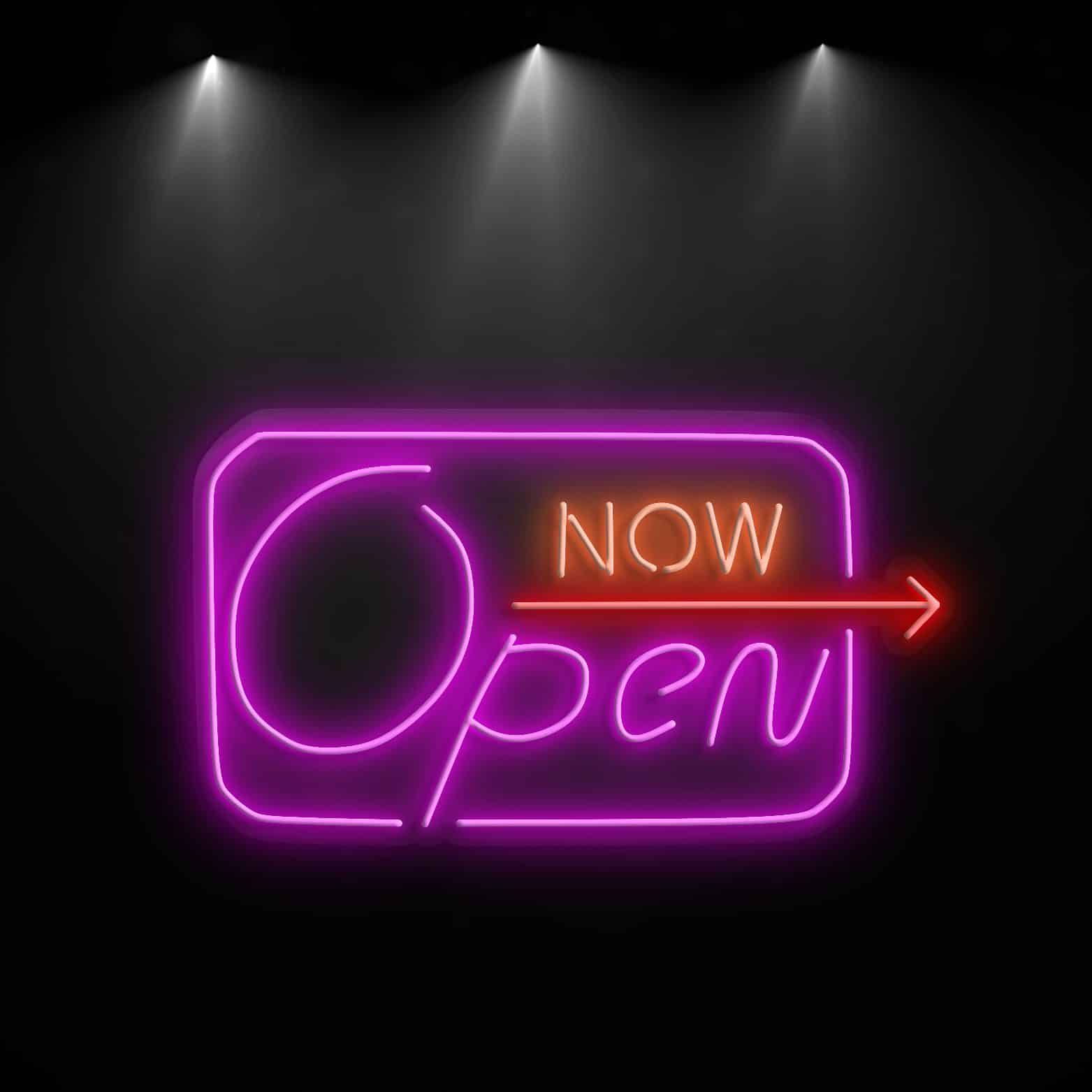 Now Open Arrow Neon Sign - CreateNeon.Com.Au