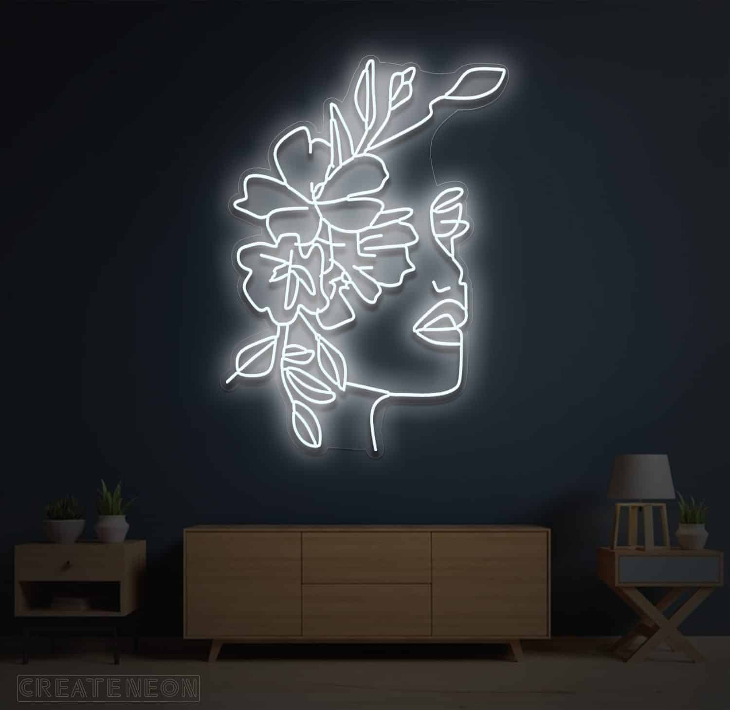 Buy Floral Afro Lady Neon Sign | Lady Neon Sign | Modern Décor