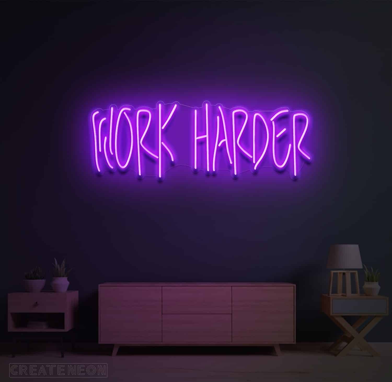 Buy Work Harder Neon Sign for gyms, offices and schools