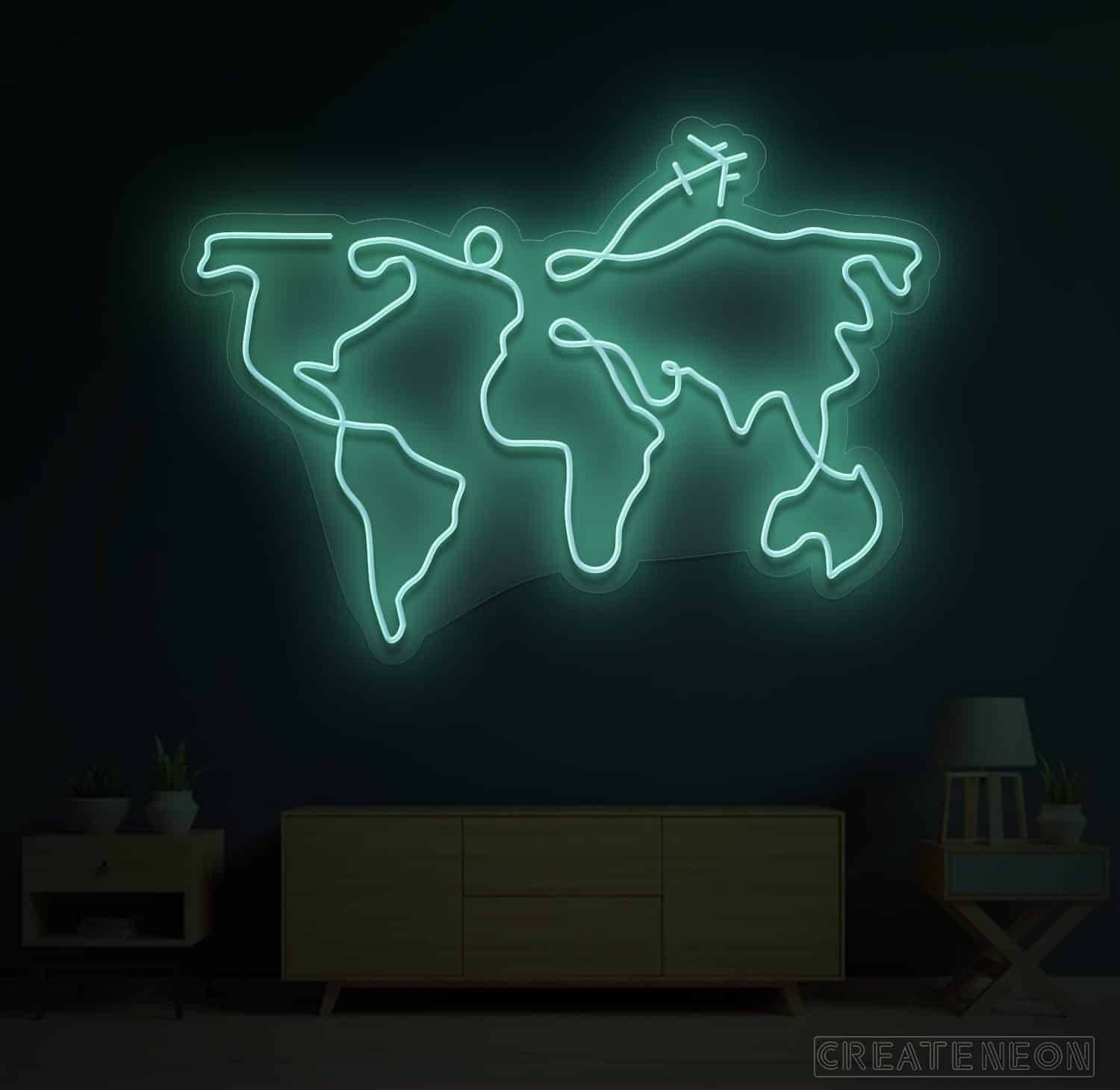 World Map Neon Sign | Earth Map LED Neon Light Signs