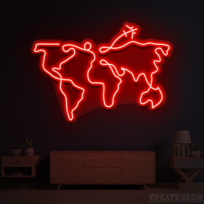 World Map Neon Sign | Earth Map LED Neon Light Signs